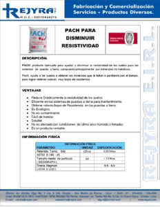 FICHA TECNICA PACH - MATERIALES PARA SISTEMA DE PUESTA A TIERRA PROTECCION CONTRA RAYOS Y ...